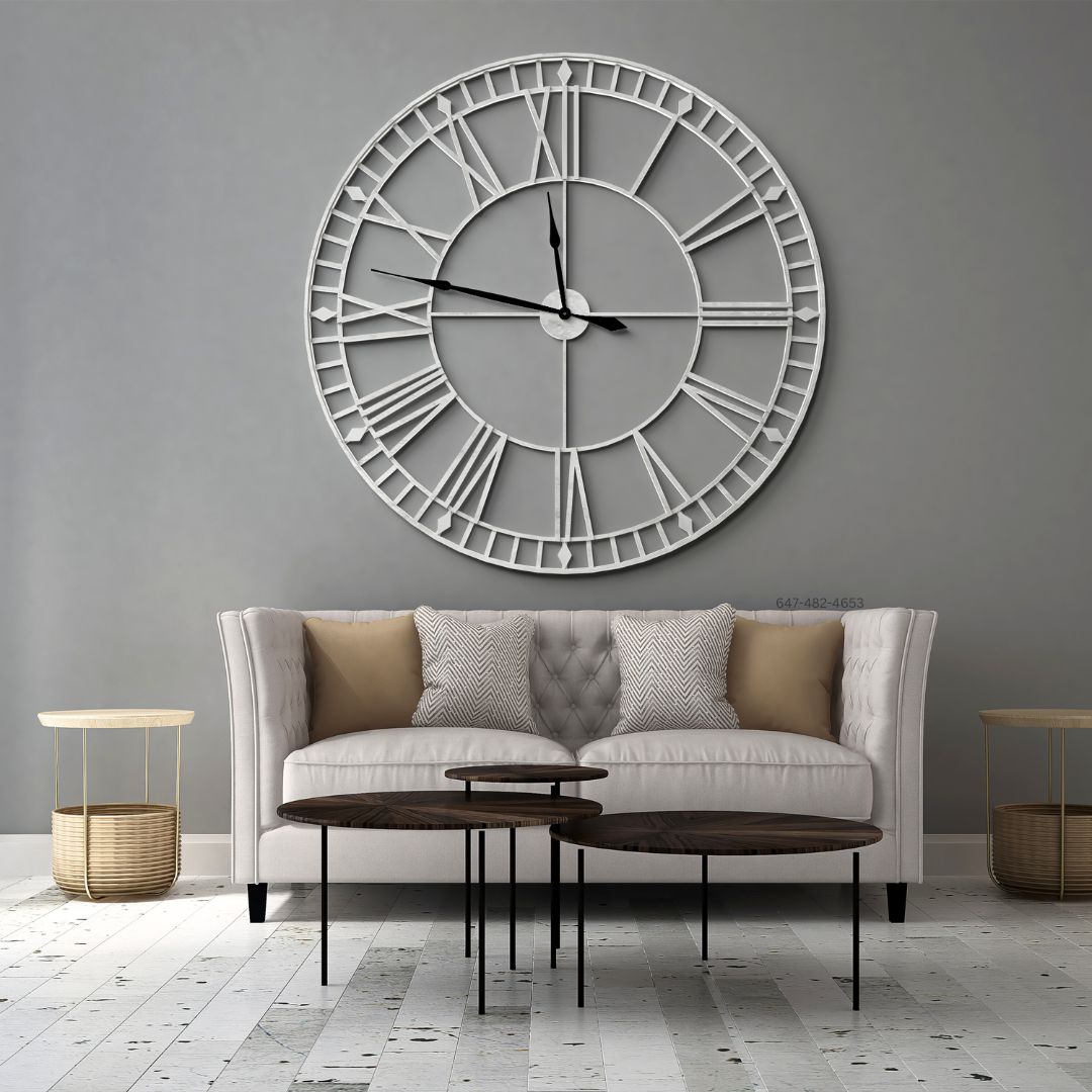 48" Silver Roman Numeral Wall Clock – Gold Furnish