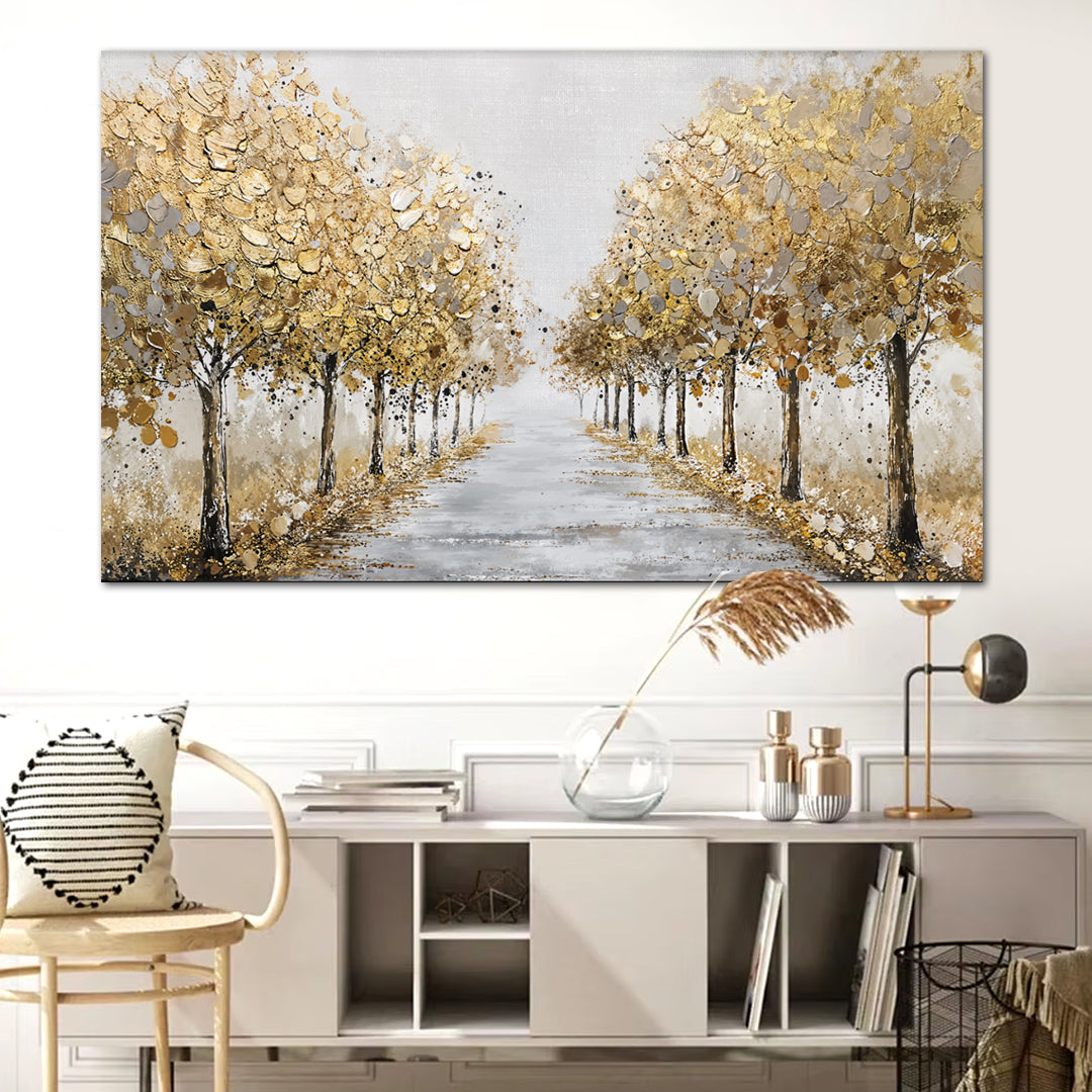 Pathway of Gold - Canvas Wall Art (Ready to Hang) – Gold Furnish